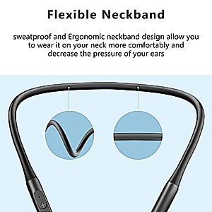 SUYUZREY Bluetooth Earbud, Magnetic Neck Hanging Wireless Earphones Call Noise Cancelling in-Ear bass Headphones with Mic,Earbuds Noise Isolating Foams pad and Sports Ear Hooks,16h,auto Connect