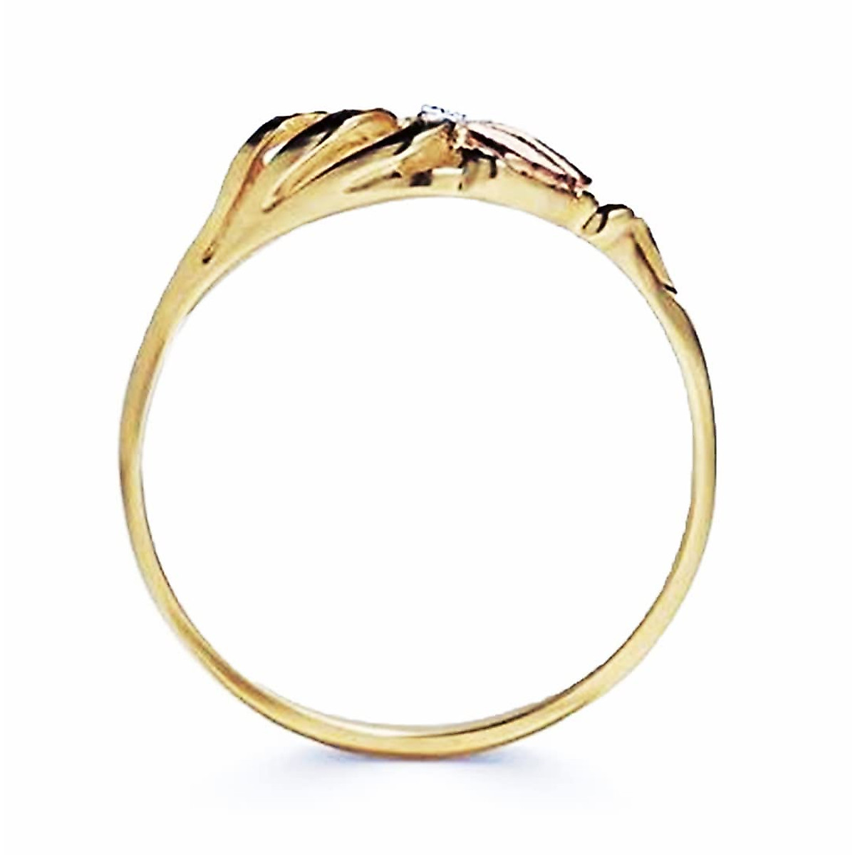 Heart Leaf Grape Cluster Ring, 10k Yellow Gold, 12k Green and Rose Gold Black Hills Gold Motif, Size 9.5