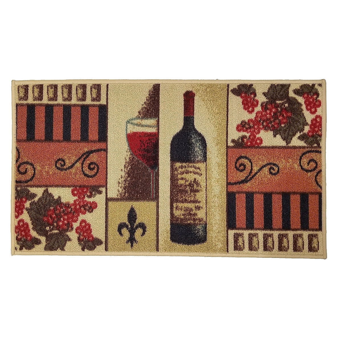 Kitchen Rugs and Mats - 18" x 31" - Non Skid, Rubber Back - Wine themed - Doormat