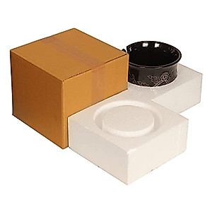 abhandicrafts 7x7" Inch Large Ceramic Yarn Bowl Double Spiral Knitting Bowl for Two Balls of Yarn Beautifully Hand Carved Floral Design by an Indian Artisans - Gifts for Knitters,