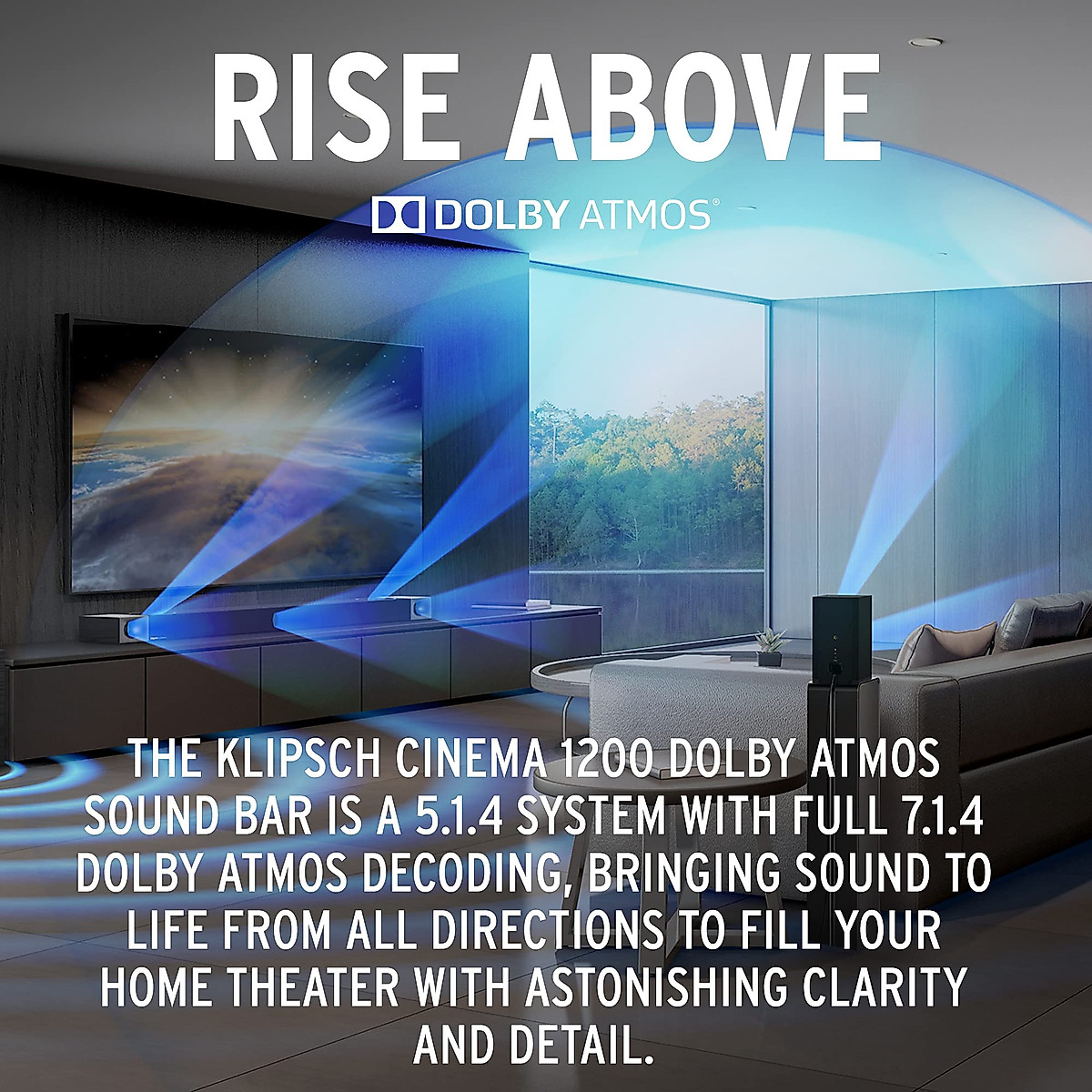 Klipsch Cinema 1200 5.1.4 Dolby Atmos Sound Bar and Surround Sound System