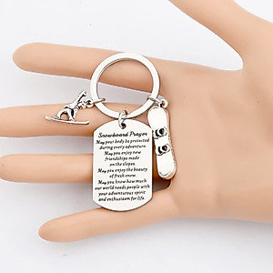 WSNANG Snowboarding Keychain Snowboarder Gift Snowboard Lover Gifts Snowboarder Team Gift Winter Sports Ski Keychain (Snowboard DT)