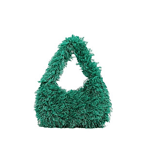 Verdusa Women's Faux Fur Fuzzy Hobo Bag Furry Handbag Purse Green one-size