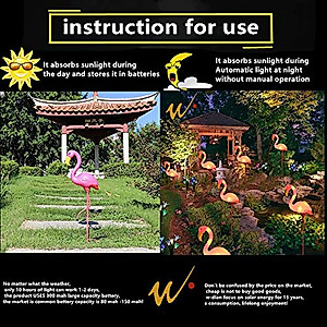 W-DIAN Pink Flamingo Solar Lights Outdoor Pathway Metal Yard Art Plastic Patio Path Lawn Garden Outside Post Lighting 1 Pack Flamingo Gifts