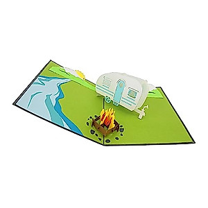 PopLife Camping Trip 3D Father's Day Pop Up Card - Happy Anniversary, Retirement Gift, Valentine's Day card for Him, Birthday - Mountain Card, RV Traveler - for Husband, Son, Father