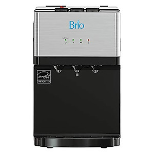Brio Countertop Self Cleaning Bottle Less Water Cooler Dispenser with Filtration - Hot Cold and Room Temperature Water