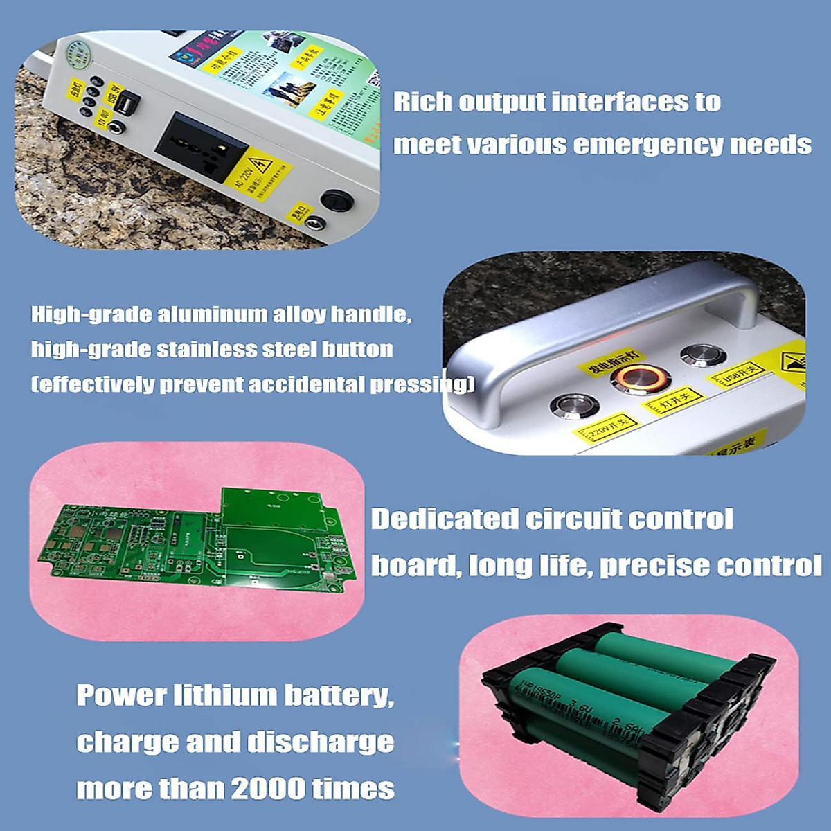 GEHPYYDS 150W/500W Crank Generator, Camping Hand Crank Generator for Mobile Phone, Portable Power Station with 110V/220V Outlets DC12V USB5V Emergency Power Supply,150W-220V