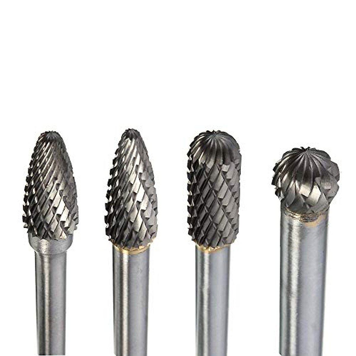 Yakamoz Set of 4Pcs 5.9-Inch Long Tungsten Steel Solid Carbide Rotary Burrs Set with 6mm Shank Fits Rotary Tool for Woodworking Drilling Carving Engraving