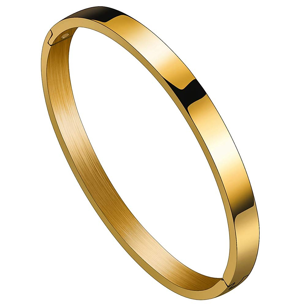 Jude Jewelers Stainless Steel Classical Simple Plain Blank Open Clasp Bangle Bracelet (Gold, 6)