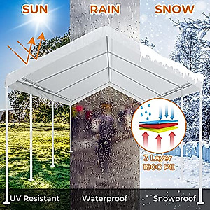 Abba Patio 10 x 20 ft Heavy Duty Carport Car Canopy Garage Boat Shelter Portable Tent for Outdoor Party, Wedding, Birthday, Garden, with 8 Legs Ivory