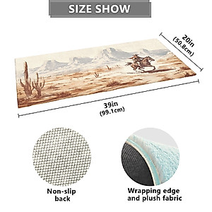 YETTASBIN Western Desert Cowboy Area Rug, Anti Fatigue Large Floor Mat, Soft Absorbent Washable Plush Carpet with Non-Slip Rubber Back for Entryway, Bedroom, Sink, Kitchen, Bathroom, 39 x 20 Inch