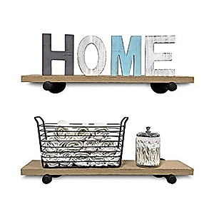 Rustic Farmhouse Reclaimed Wood Shelves | Barnwood Shelves | Set of 2 | 24 Inches (Genuine Salvaged/Reclaimed) | with Black Industrial Pipe Brackets | Made in USA (Ohio) | 24" x 1" x 6"