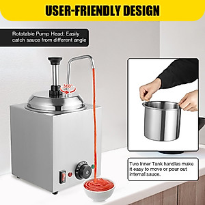 2.6 Qt Nacho Cheese Dispenser,800W Stainless Steel Commercial Cheese Machine Dispenser, Electric Countertop Sauce Warmer Dispenser for Nacho Cheese Sauce, Hot Fudge, Ketchup