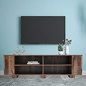 WOXYX Stand for TVs up to 65-Inch Flat Screen, Mid-Century Modern Entertainment Center with 8 Open Shelves, Brown