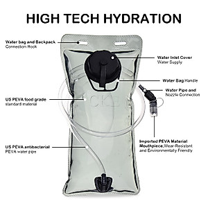 CKE Hydration Backpack with 2L Hydration Bladder Camelback Water Backpack for Men Women Kids for Hiking Running Cycling Biking Ski Camping - Black