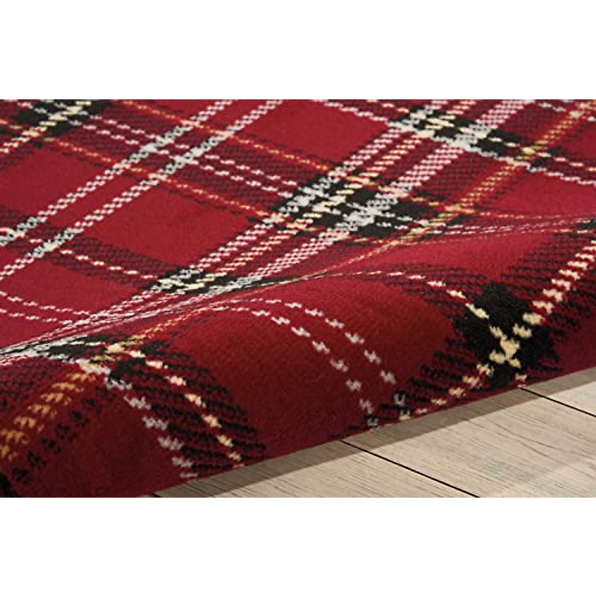 Nourison Grafix Red 5'3" x 7'3" Area -Rug, Modern, Plaid, Bed Room, Living Room, Dining Room, Kitchen, Easy -Cleaning, Non Shedding, (5' x 7')