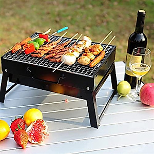 BBQ Grill Outdoor Gas grill 2pcs Charcoal grill, a portable, lightweight and compact folding tool, is used for outdoor barbecues, cooking, camping, picnics and parties.