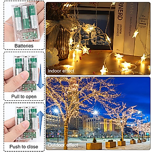 CAUINS Christmas Lights, 19.6 ft 40 LED Star String Lights Battery Operated Indoor Christmas Decorations, Waterproof Outdoor Light for Xmas Garden Patio Bedroom Party Decor
