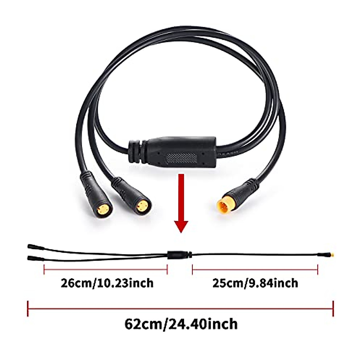 baluoqi Electric Bike 1T2 Cable for BAFANG BBS Mid Motor Y-Splitter Extending Wire with 3 Pin Connector Works with Shift Sensor and Brakes
