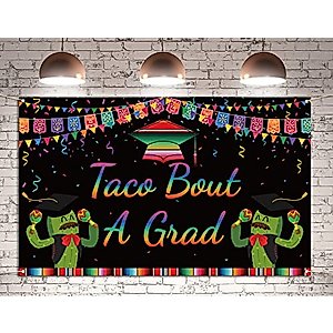 Taco Bout A Grad Backdrop Banner Mexican Graduation Class of 2023 Cactus Cap Party Photography Background Wall Decoration