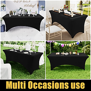 Smiry 2 Pack Spandex Table Cloth 6FT, Elastic Fitted Stretch Tablecloths for Rectangle Tables, Washable Table Cover for Outdoor, Wedding, Banquet & Parties (Black, 72Lx30Wx30H Inch)