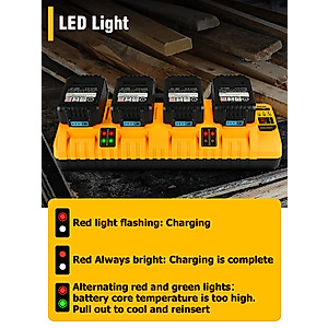COOMYXIN DCB104 Replacement Charger Station for Dewalt 20V Batteries - 4-Port Multi Battery Charger with 2 USB Ports - Compatible with Dewalt 12V 20V Power Tools (No Batteries Included)