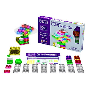 E-Blox Building Blocks STEM Circuit Kit, Build Your Own Lights ‘N Motion, Light & Rotating Capabilities, Infinite Science Creations, Birthday Gift, Boys, Girls, 5+
