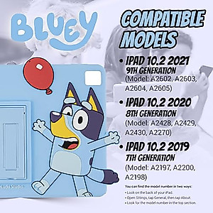 Bluey Kids Case for iPad, 9th Generation iPad Case, iPad 8th Generation Case, iPad 7th Generation Case for Kids, iPad 10.2 Case 2021/2020/2019, Tablet Cover with Stand, Shockproof Silicone Protector