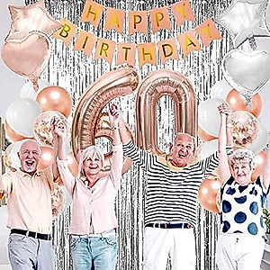 60th Birthday Decorations for Women Rose Gold Happy 60 Birthday Banner 60th Birthday Party Decorations 60 Balloon Numbers