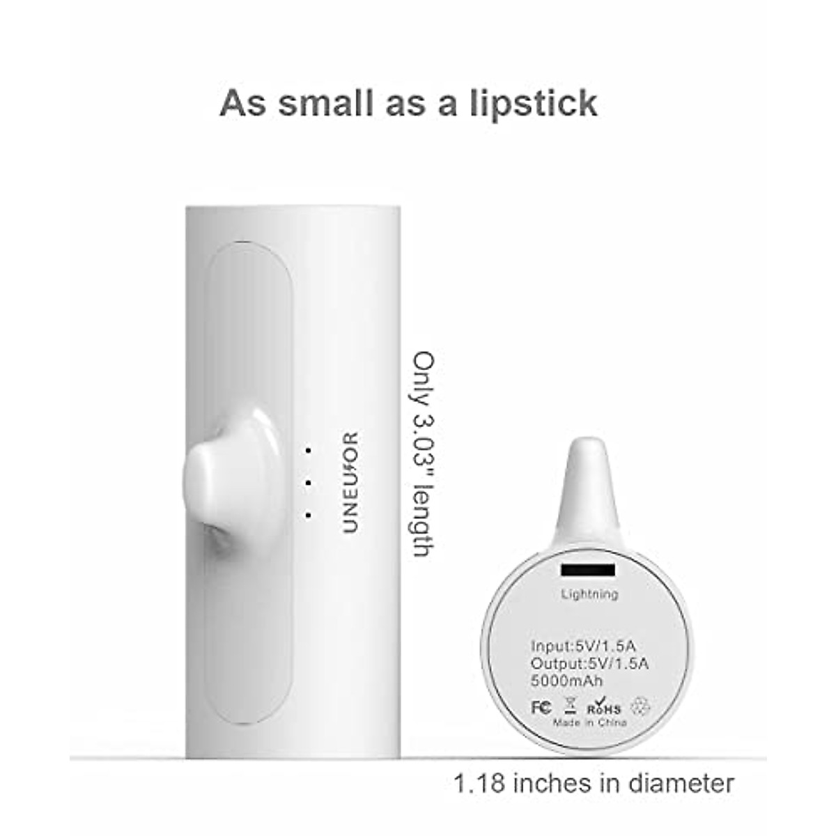 Mini Portable Charger Built in Cable 5000mAh Power Bank Ultra-Compact Battery Pack Phone Charger Portable Fast Charging Compatible with iPhone 14/14 Pro Max/13/13 Mini/13 Pro Max/12/12 (White)