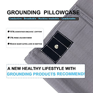 Grounding Pillowcase King with 15ft Grounding Cord Conductive Grounding Pillowcase 20x36in Silver Fiber Improve Sleep Reduce Stress Anxiety Relief Gray 1pc