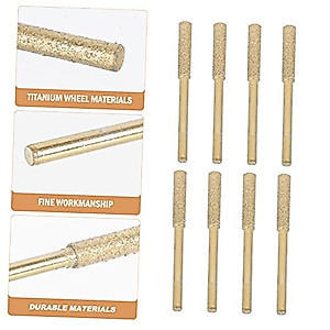 GANAZONO Chainsaw File Chainsaw Tool Chain Tool Deburring Tool Titanium Plated Burr File Burr Grinding Diamond Chainsaw Sharpener Sharpening Wheel Burr Grinding Stone Sharprner Mill 8 Pcs