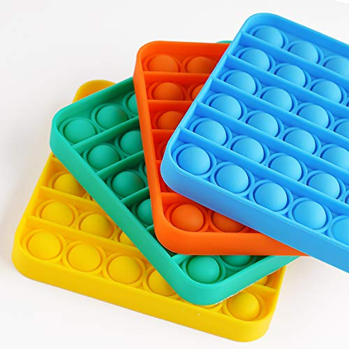 NiHealth Fidget Pack 4-Pack Push Pop Bubble Fidget Sensory Toy, Fidget Toys for Stress Anxiety Relief, Bubble Popper Fidget Toy, Silicone Squeeze Toy for Kids Adults (4 Colors Square)
