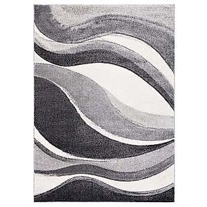 SAFAVIEH Hollywood Collection Area Rug - 9' x 12', Grey & Ivory, Mid-Century Modern Design, Non-Shedding & Easy Care, Ideal for High Traffic Areas in Living Room, Bedroom (HLW766G)