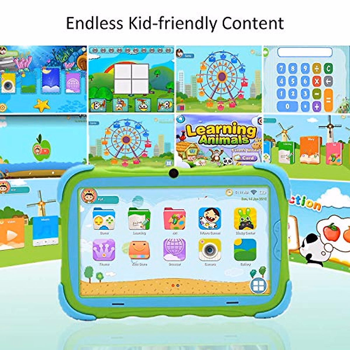 Wainyok Kids Tablet, 7 inch Eye Protection IPS Screen, 2GB 16GB WiFi Tab, Dual Camera, Bluetooth & Kids-Proof Case Android11 Tablet