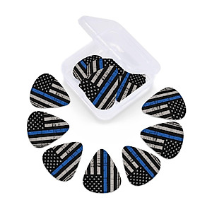 Classic Guitar Picks (12-Pack) for Eectric Guitar, Acoustic Guitar, Mandolin And Bass (One Size, Thin Blue Line Flag)