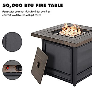 Grand patio 5 Pieces Patio Furniture Set with 29 Inch Fire Pit Metal Outdoor Chairs with Beige Cushions,Outdoor Furniture Sets Propane Fire Pit for Garden Party Backyard