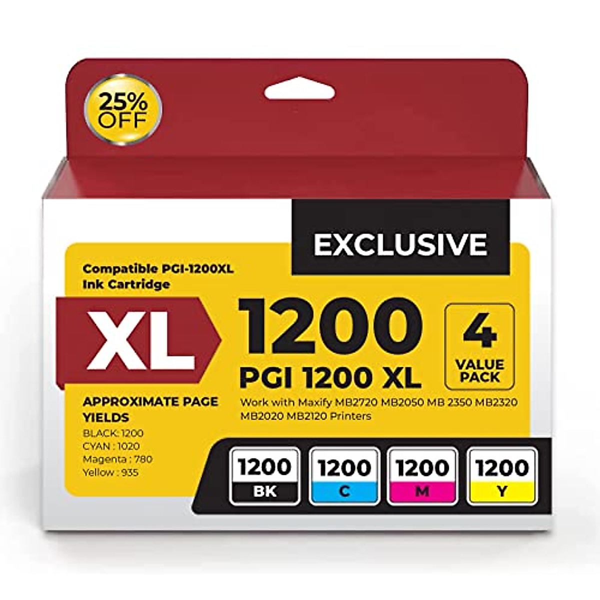 INKjetsclub Compatible Replacement for Canon Maxify PGI-1200XL High Yield Printer Ink Cartridges Combo Pack.