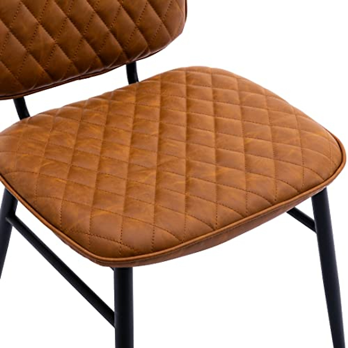 DUOMAY Mid-Century Modern Dining Chairs Set of 2, PU Leather Armless Side Chair with Metal Legs, Upholstered Kitchen Dining Room Chairs, Brown