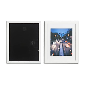 iDecorlife 16x20 White Picture Frames - Extra Thick Tempered Glass and Real Wood 11x14 Picture Frame with Mat or 16x20 Frame Without Mat - Wall Mounting Ready Real Wood Photo Frame