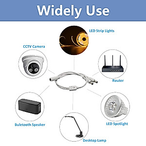 PAUTIX 2-Pack DC 1 Female to 2 Male 5.5mm X 2.1mm Splitter Cable DC Power Adapter for LED Strip Light CCTV Security Cameras(1 to 2)