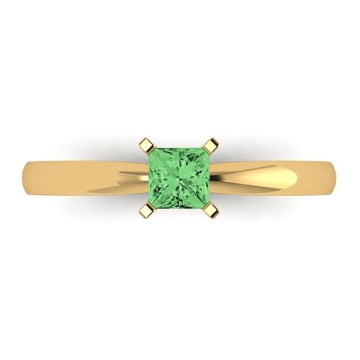 Clara Pucci 0.50 ct Princess Cut Solitaire Green Simulated Diamond Engagement Bridal Promise Anniversary Ring 18K Yellow Gold Size 10