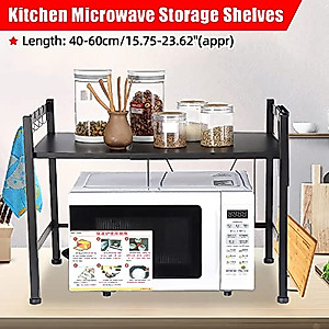 Microwave Kitchen Storage Rack - Telescopic Shelf for Simple Double-Layer Space-Saving Storage - Microwave and Stove Top Rack with Adjustable Design - Toaster Shelf Stand Kitchen Countertop Organizer