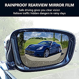 4Pcs Car Rearview Mirror Film,Waterproof Rainproof Film High-definition Transparent Safe Driving Sticker,Car Accessories Rearview Mirror Film for Car,SUV,Truck,Motorcycles (Oval)