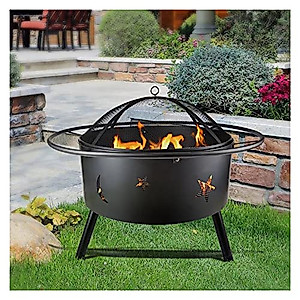 LIUXUEFE Fire Pit, Fire Bowl, wo-od Burning Fireplace, Brazier, Patio Heater (Color : Black)