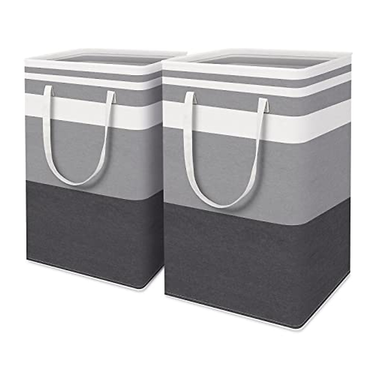 HomeHacks 2-Pack Large Laundry Basket, Waterproof, Freestanding Laundry Hamper, Collapsible Tall Clothes Hamper with Extended Handles for Clothes Toys in the Dorm and Family-(Gradient Grey, 75L)