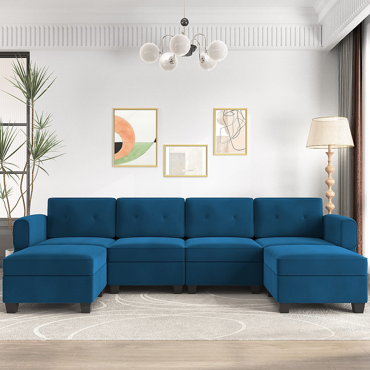 SF002 Sectional, U Shape Sofa, Blue