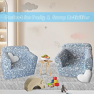 Stranthother Kids Couch Chair Sofa for Kids High Back Toddler Chair with Love Throw Pillow Toddler Comfort Chair Floor Couch Armchair Play Couch Mini Sofa 25.25"X 20"X 24" Grey