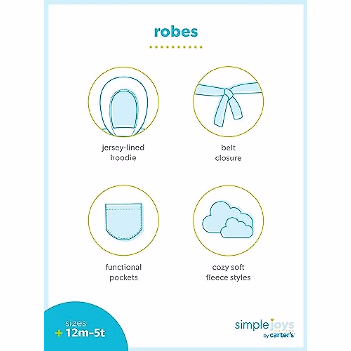 Simple Joys by Carter's Toddler Boys' Hooded Sleeper Robe, Green Dinosaur, 2-3T