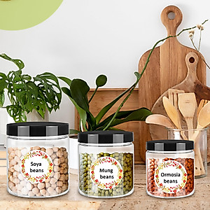 12pcs Plastic Jars with Lids 16 oz & 8 oz & 4 oz, Leakproof Storage Containers Clear Plastic Mason Jars for Peanut, Spice, Cookie, Candy and Dry Food Wedding Shower Party Favors